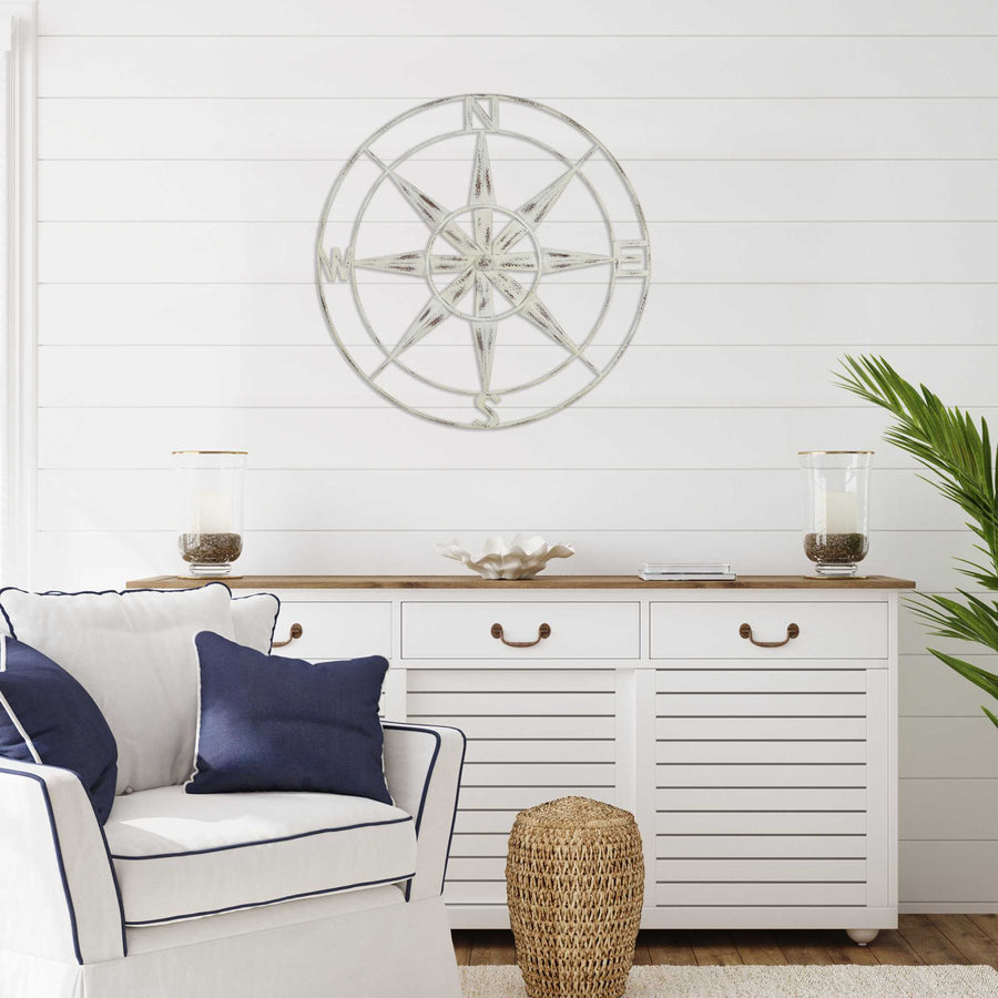 Nautical Compass Metal Wall Decor | Coastal Compass Decor – The Coastal ...