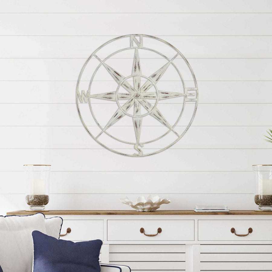 Nautical Compass Metal Wall Decor | Coastal Compass Decor – The Coastal ...