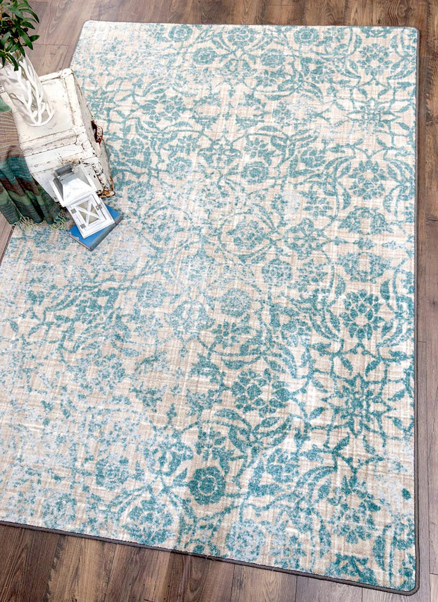 Fine Floral Blue Rug | Coastal & Beach Rugs | Coastal Compass – The ...