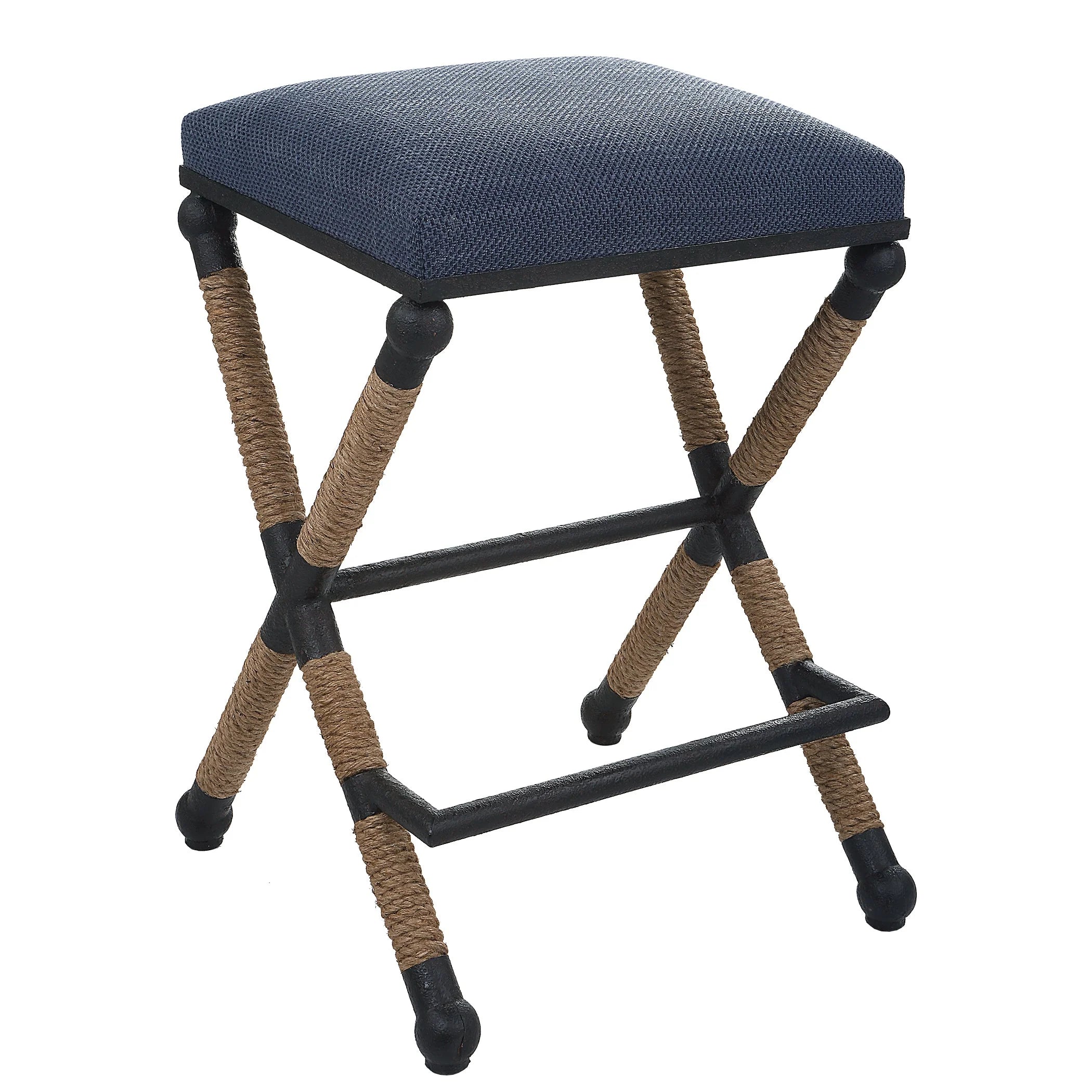 Navy & Rope Counter Stool | Coastal Compass Home Decor – The Coastal ...