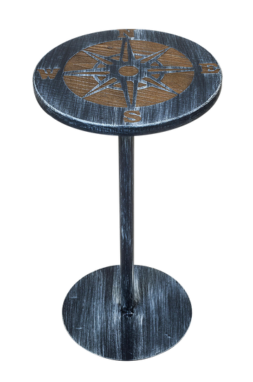 Navy Weathered Compass Etched Table | Coastal Compass Home Decor – The ...