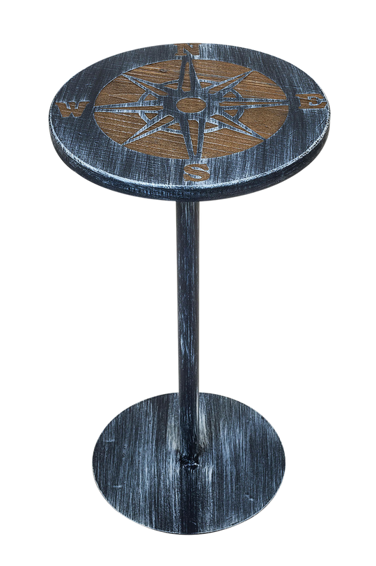 Navy Weathered Compass Etched Table | Coastal Compass Home Decor – The ...