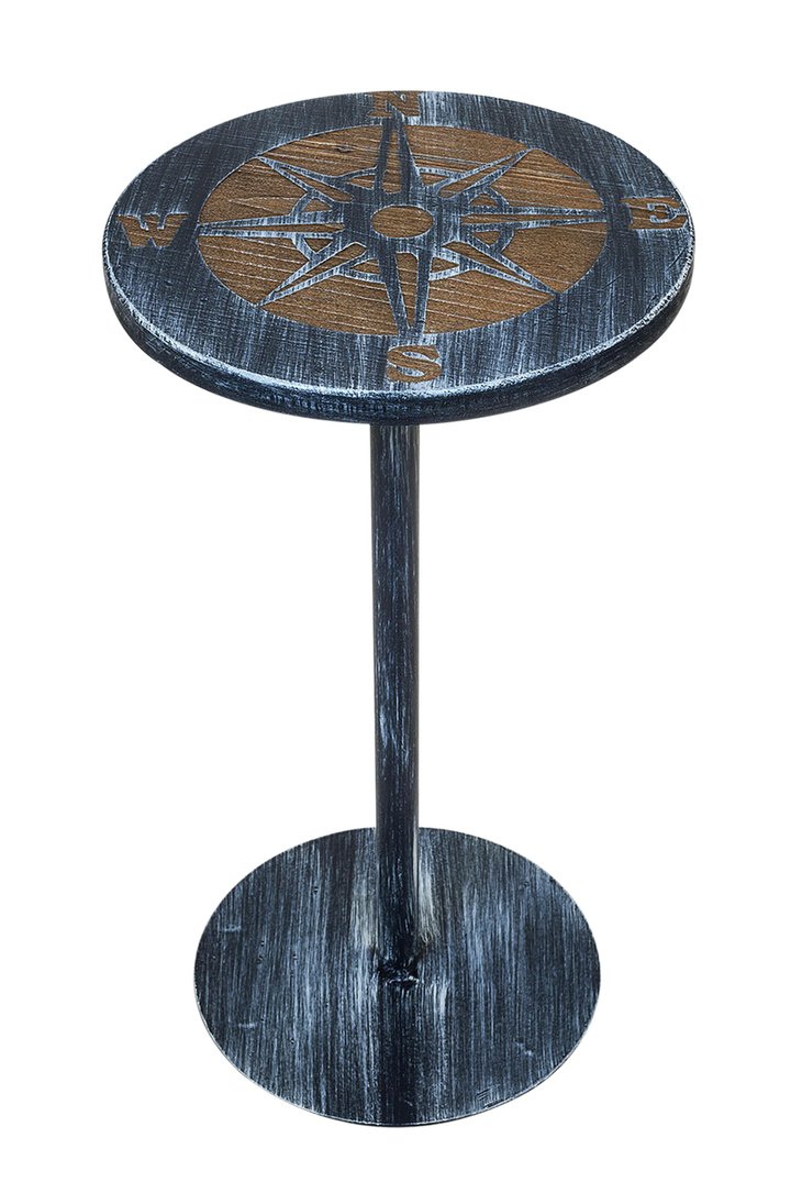 Navy Weathered Compass Etched Table | Coastal Compass Home Decor – The ...