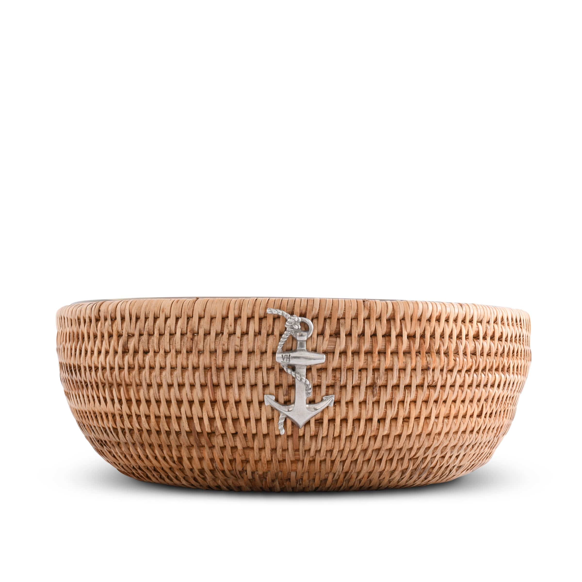Rattan Anchor Serving Bowl | Coastal Compass Home Decor – The Coastal ...