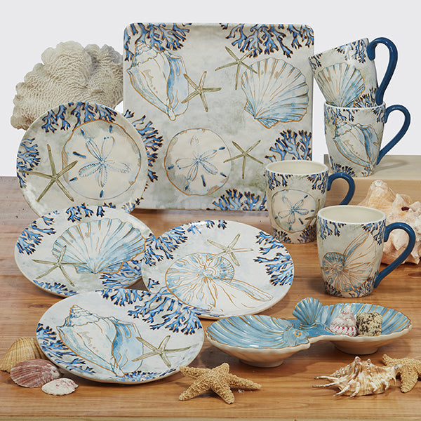 Beach Shells Dinnerware Set | Beach Dinnerware – The Coastal Compass ...