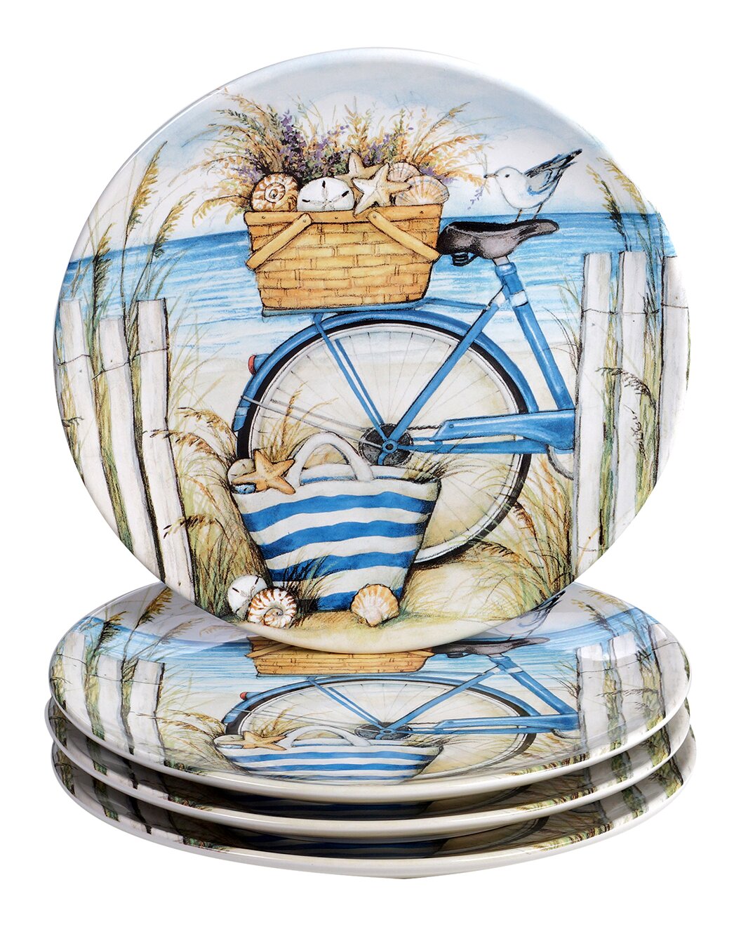 Ocean Side Dinner Plates | Dinnerware | Coastal Compass Home Decor ...