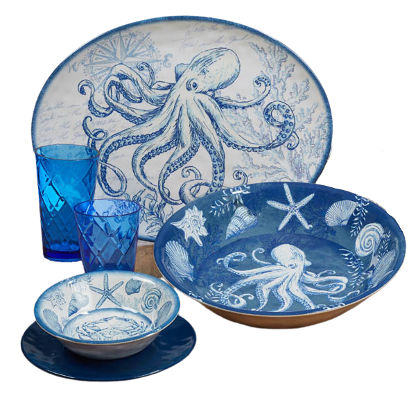 Deep Blue Sea Oceanic Serving Bowl & Platter | Coastal Dishes – The ...