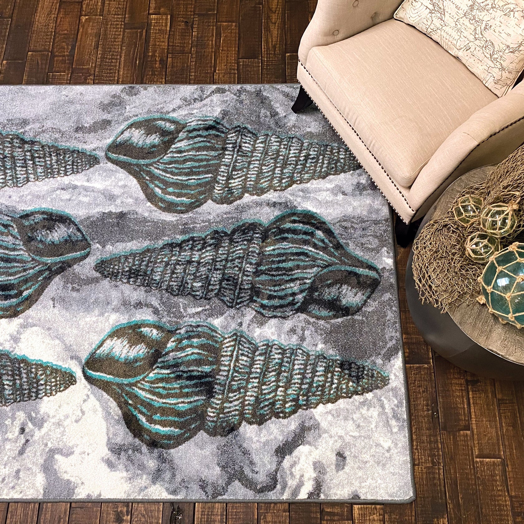 Grey Seas Auger Shells Rug | Coastal & Beach Rugs | Coastal Compass ...
