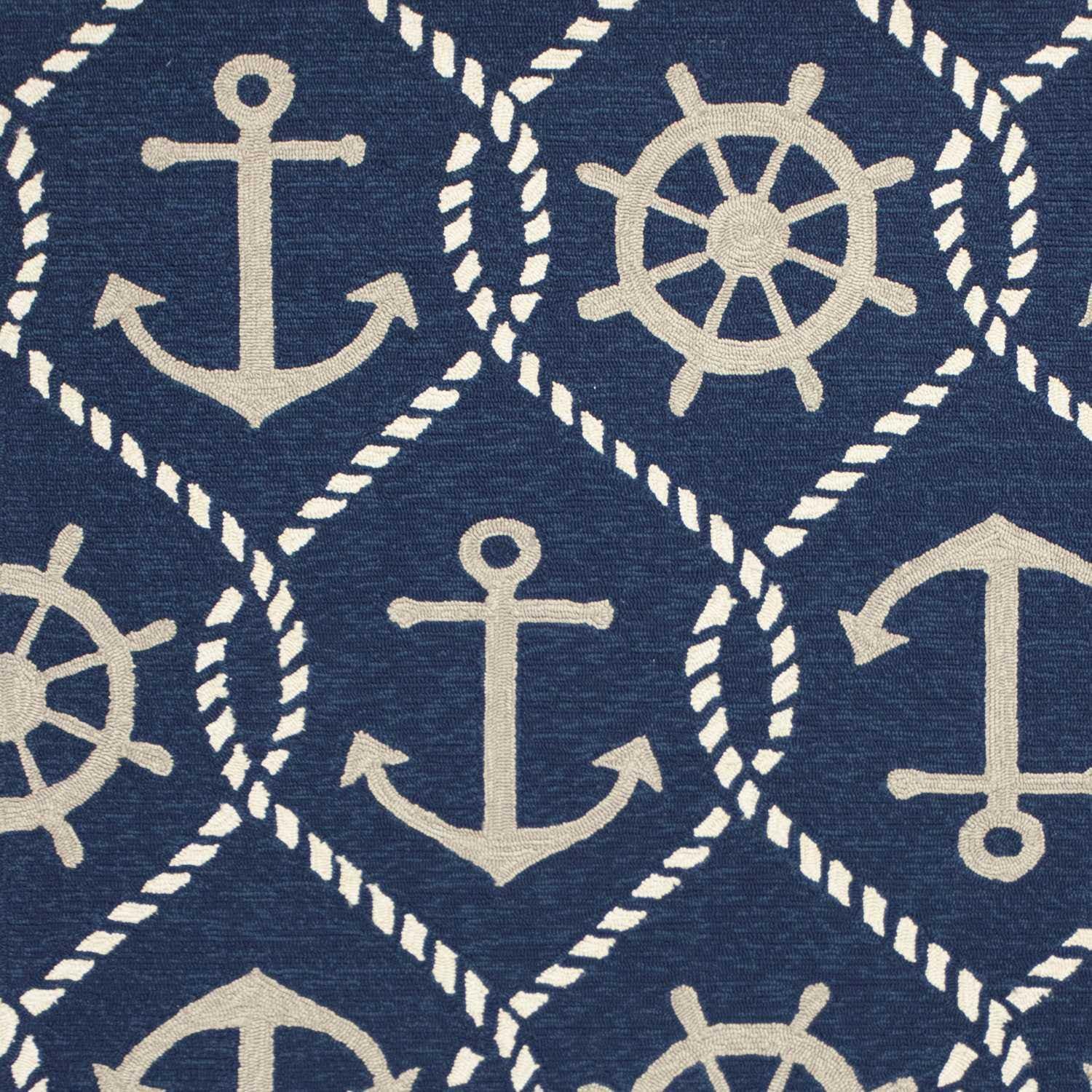 Anchor Navy Area Rug | Nautical Rug | Coastal Compass Home Decor – The ...