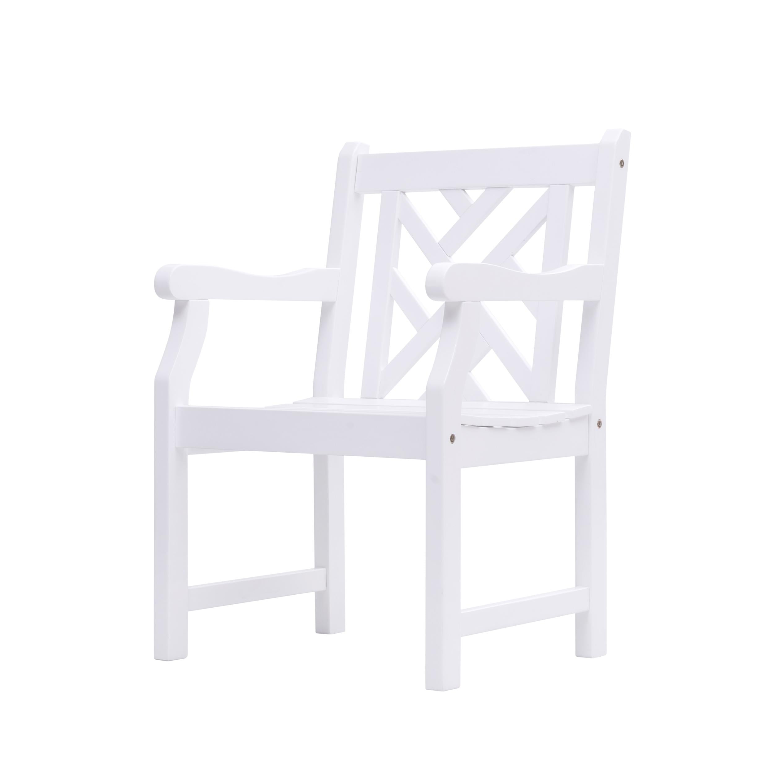 White Patio Armchair w/ Diagonal Design | Coastal Outdoor Furniture ...