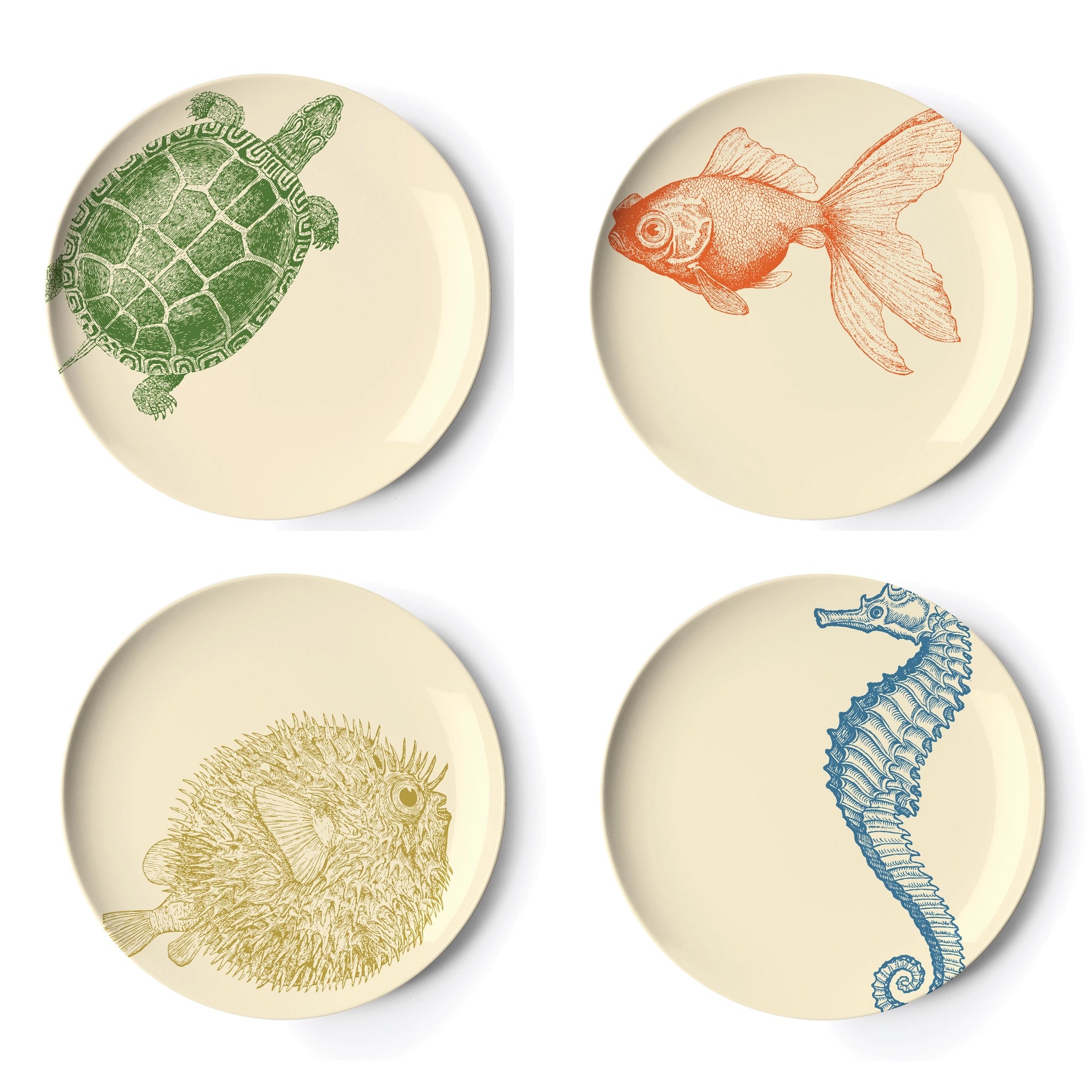 Sea Life Salad Plate Set | Dinnerware | Coastal Compass Home Decor ...