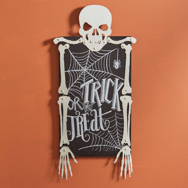 Trick or Treat Skeleton Wall Sign | Coastal Compass Home Decor – The ...