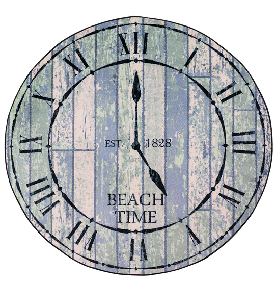 Distressed Beach Time Clock Rug | Coastal Compass Home Decor – The ...