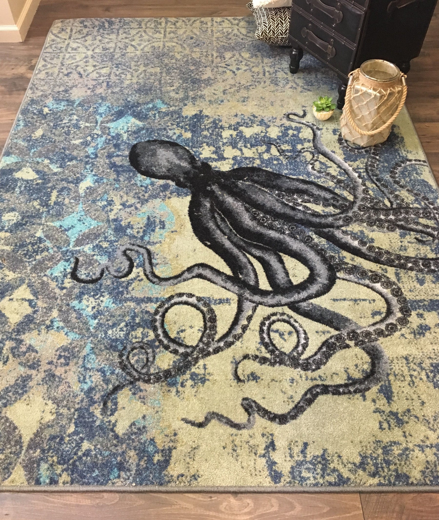 Blissful Blue Octopus Area Rug | Coastal Rug | Coastal Home Decor – The ...